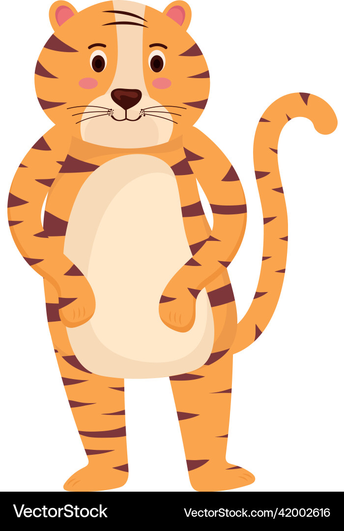 Cute tiger standing Royalty Free Vector Image - VectorStock