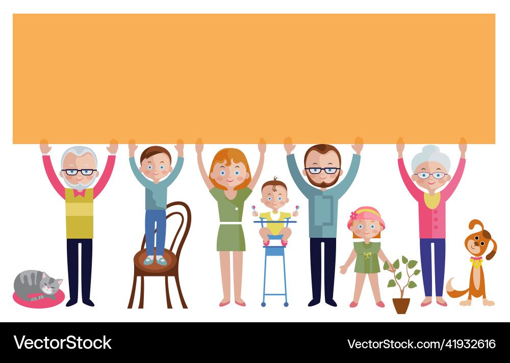 Family with banner flat design Royalty Free Vector Image
