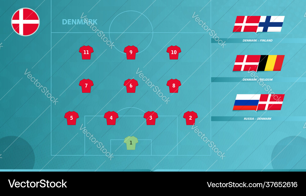 Football team denmark with preferred system Vector Image
