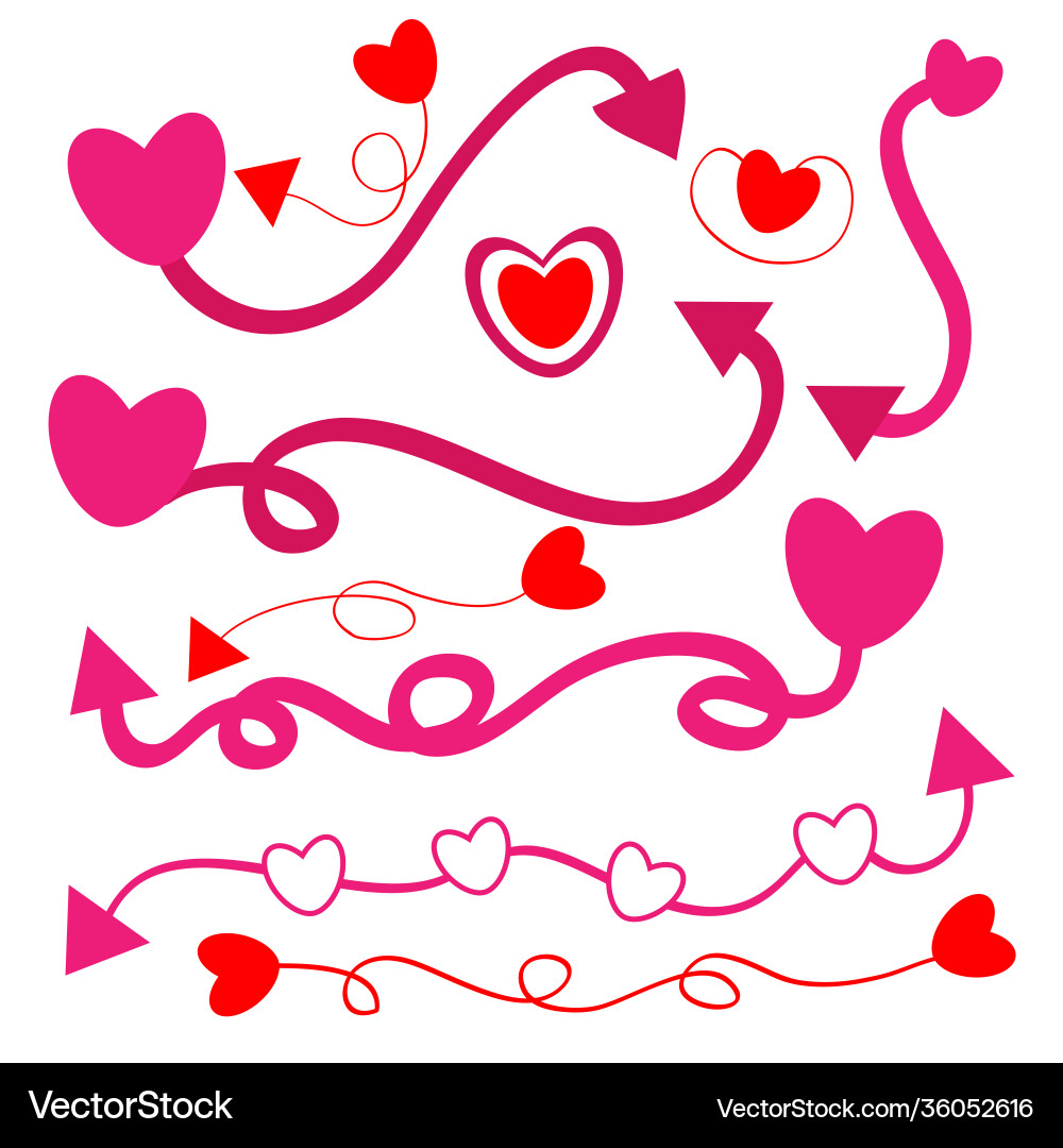 Heart with arrow and line on white background Vector Image