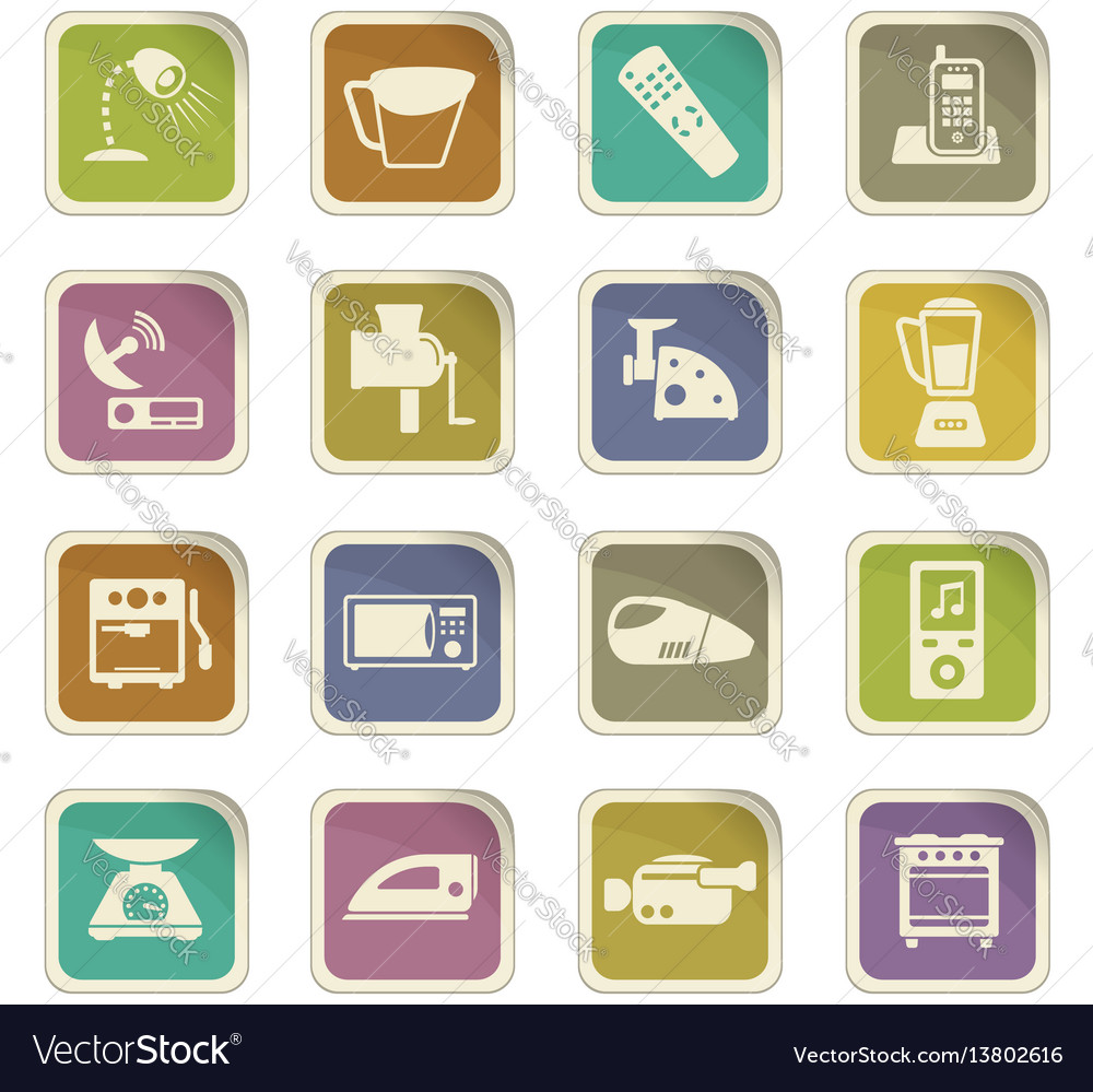 Home appliances icon set Royalty Free Vector Image