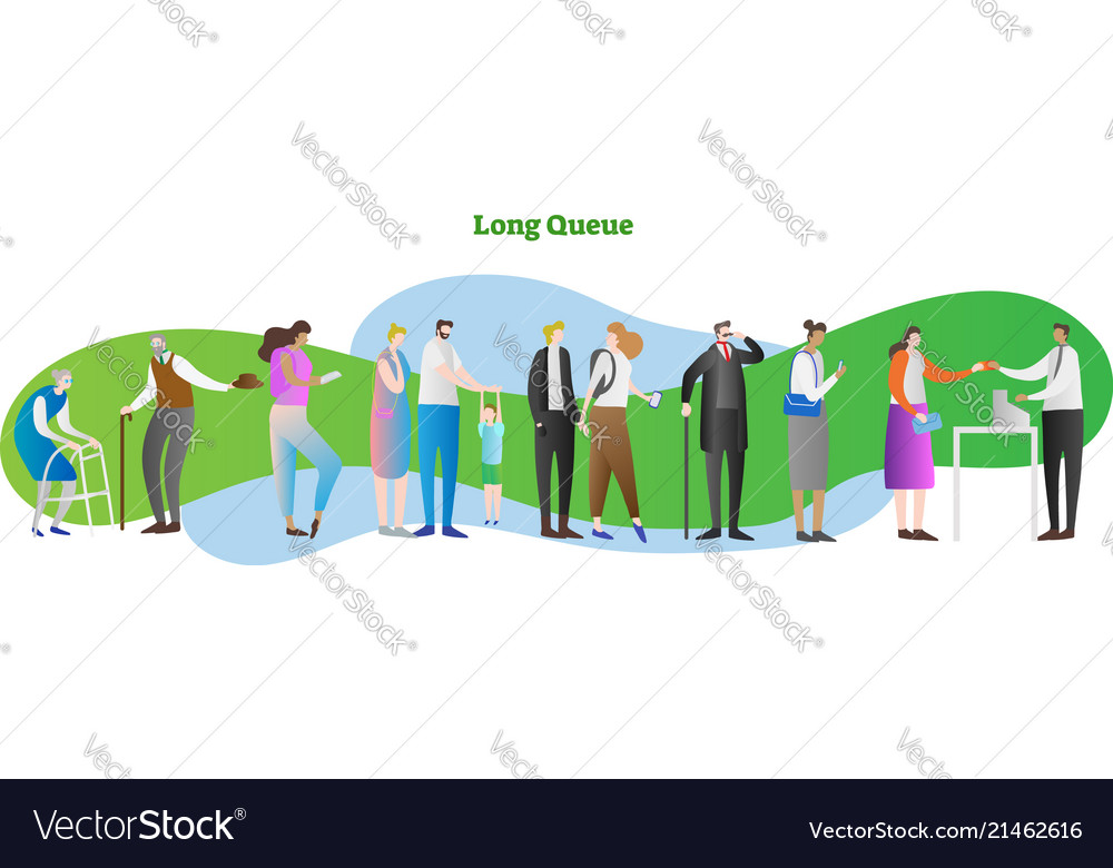 Long queue people crowd row Royalty Free Vector Image Long queue people crowd row Royalty Free Vector Image