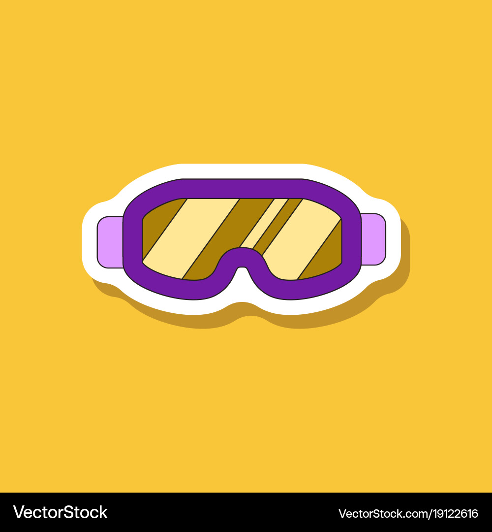 Paper sticker on stylish background ski goggles Vector Image