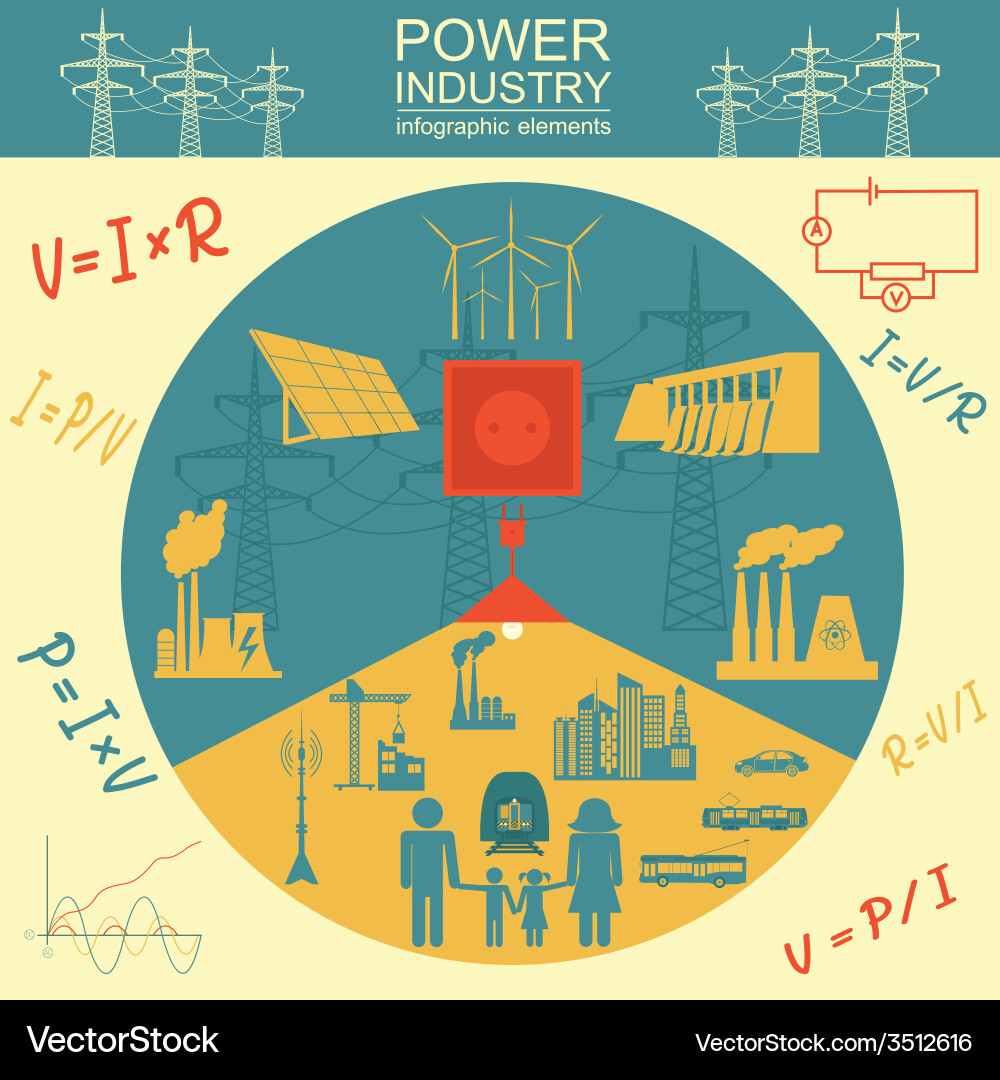 Power energy industry infographic electric systems