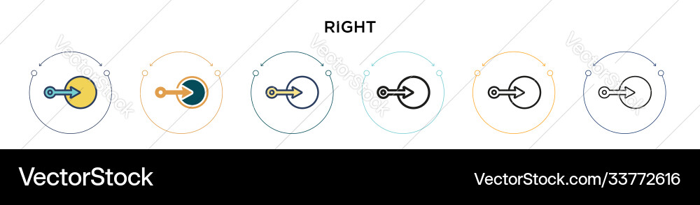 Right sign icon in filled thin line outline Vector Image