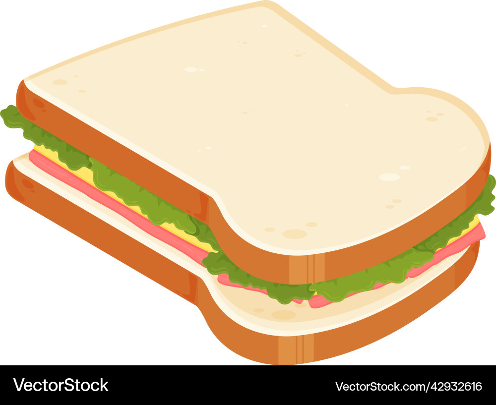 Sandwich in cartoon style Royalty Free Vector Image
