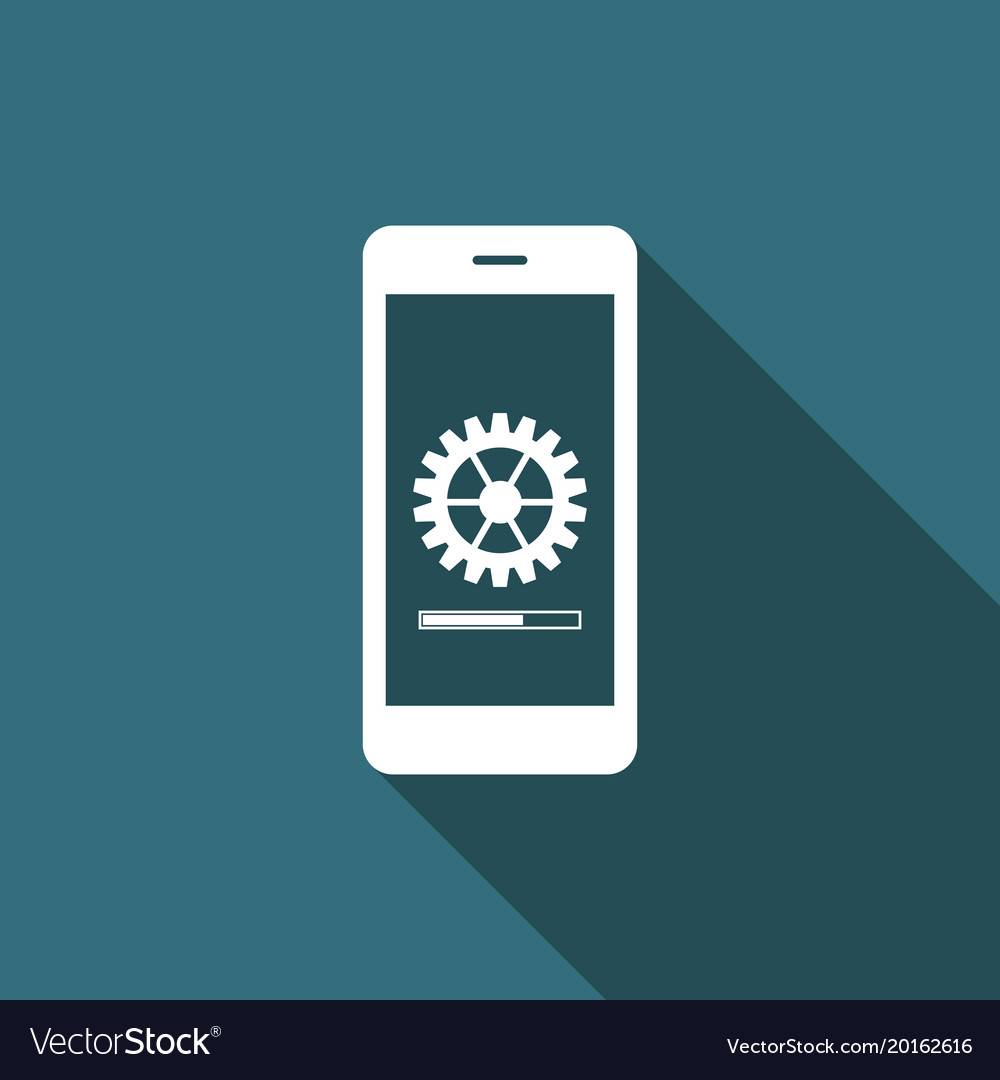 Smartphone update process with gearbox progress Vector Image