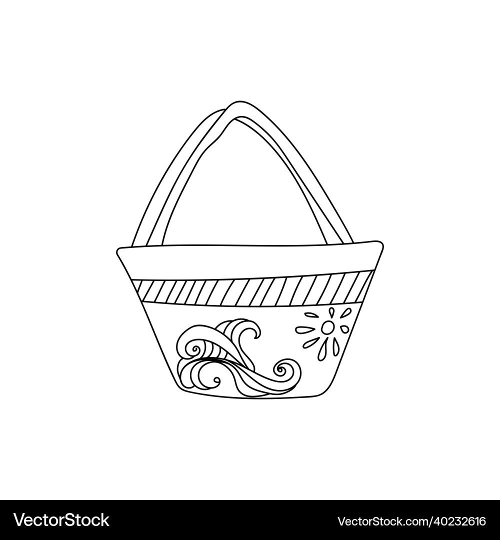 Summer bag outline coloring page with beach Vector Image