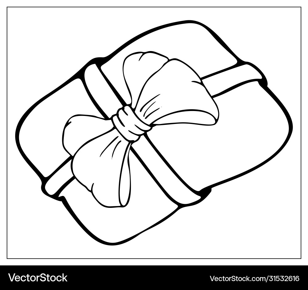 With outlines cartoon gift box parcel or Vector Image
