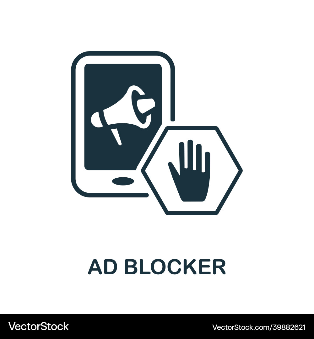 Ad blocker icon monochrome sign from content Vector Image