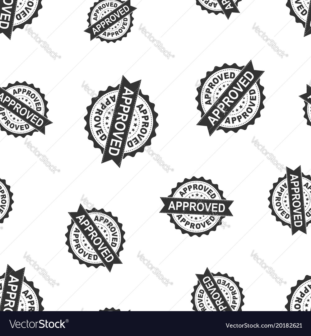 Approved seal stamp seamless pattern background Vector Image