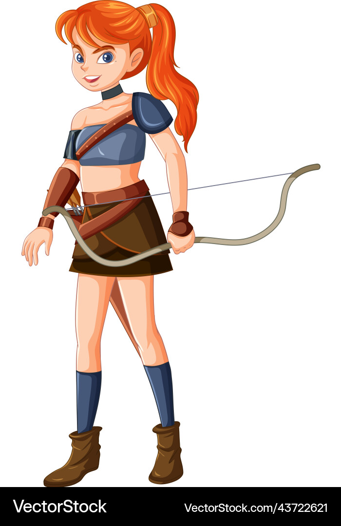 Archer woman cartoon character Royalty Free Vector Image