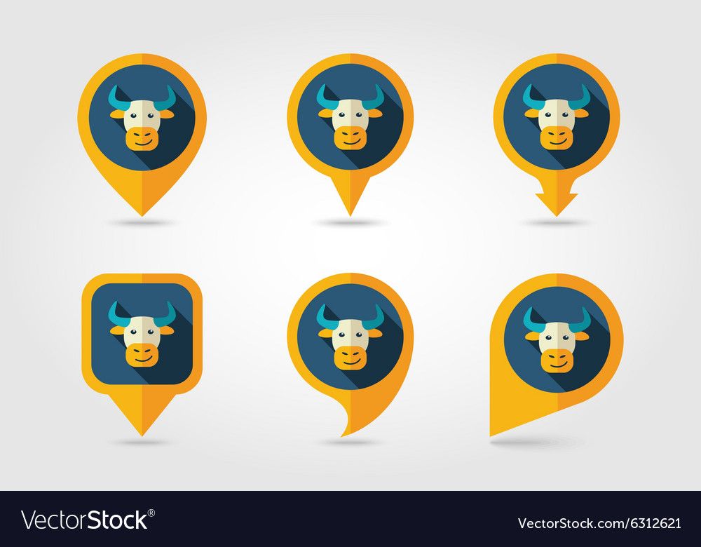 Bull mapping pins icons Royalty Free Vector Image Bull mapping pins icons Royalty Free Vector Image