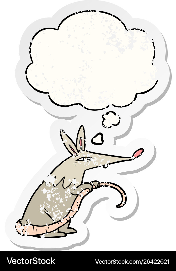 Cartoon rat and thought bubble as a distressed Vector Image