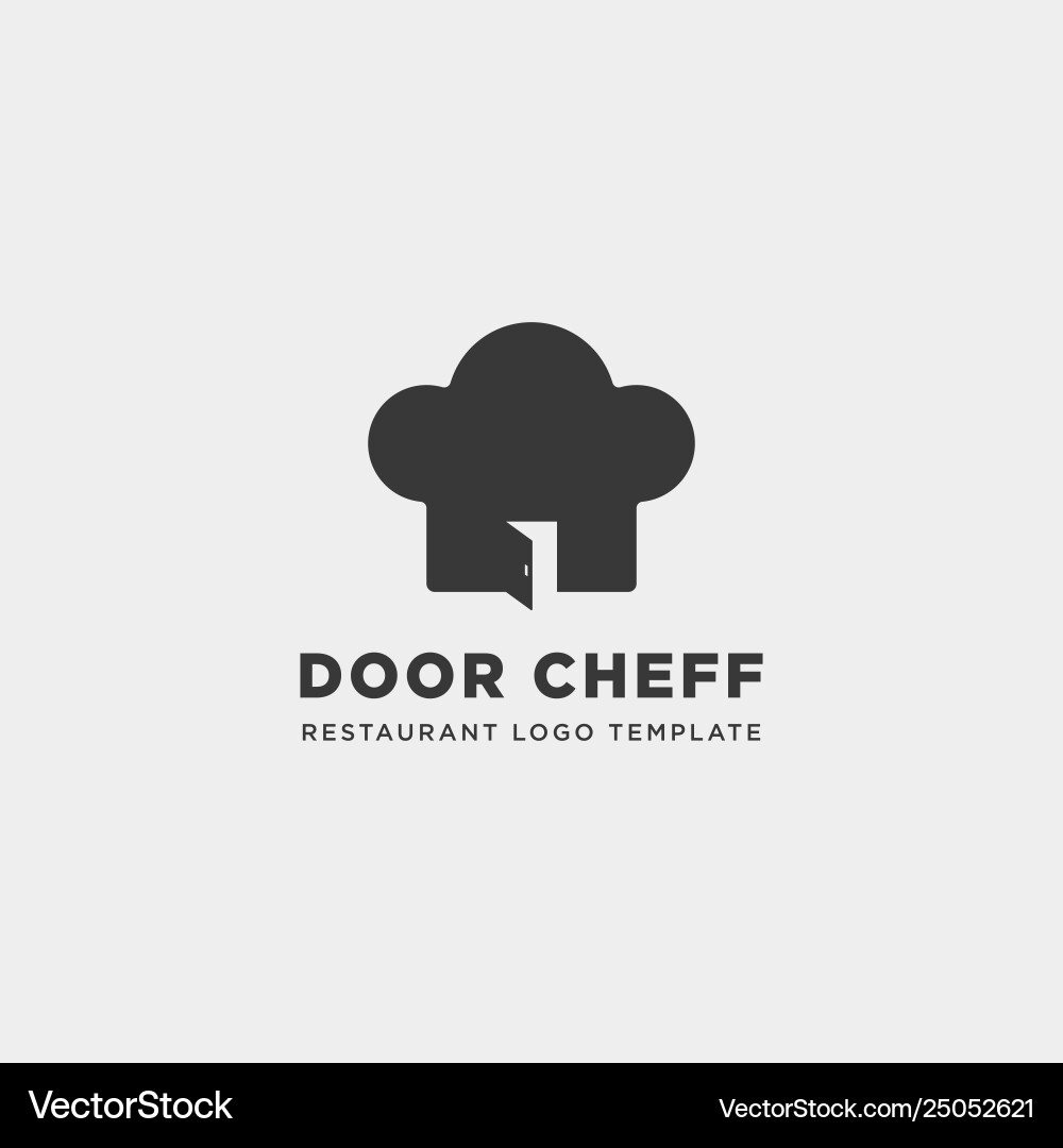 Chef door restaurant food store simple flat logo Vector Image