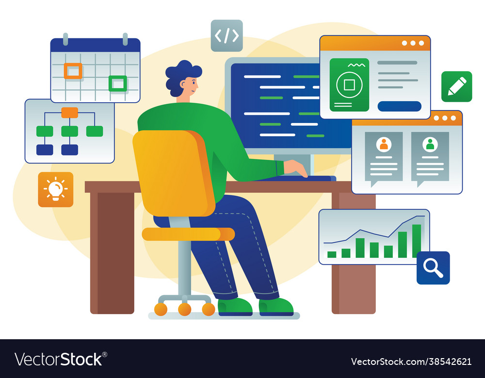 Developer flat shows Royalty Free Vector Image