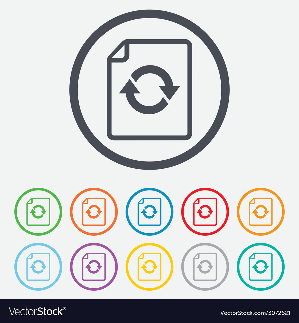 File document refresh icon reload doc symbol Vector Image