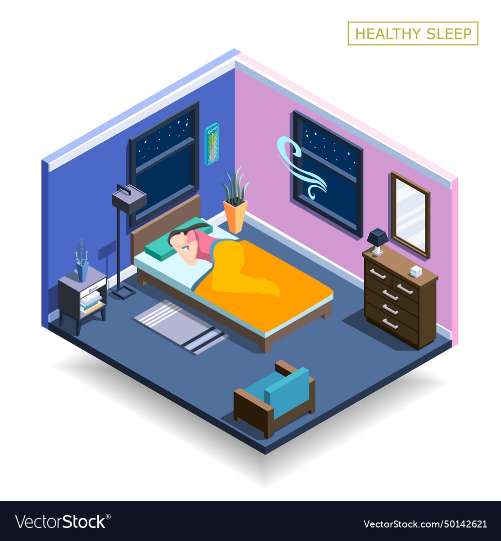Full sleep isometric composition Royalty Free Vector Image