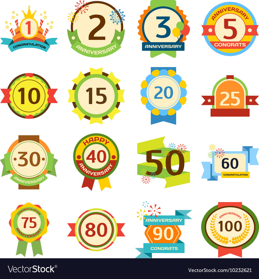 Happy birthday badges set Royalty Free Vector Image