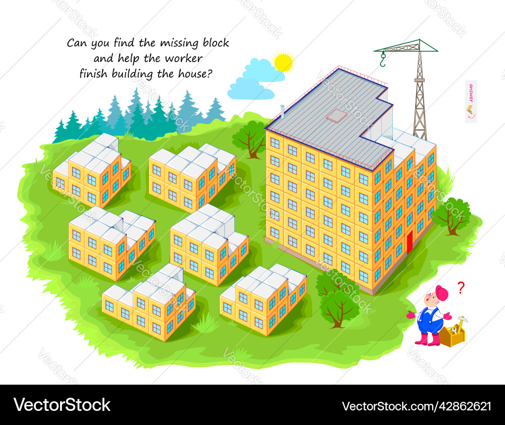 Logic game for smartest 3d puzzle can you find Vector Image