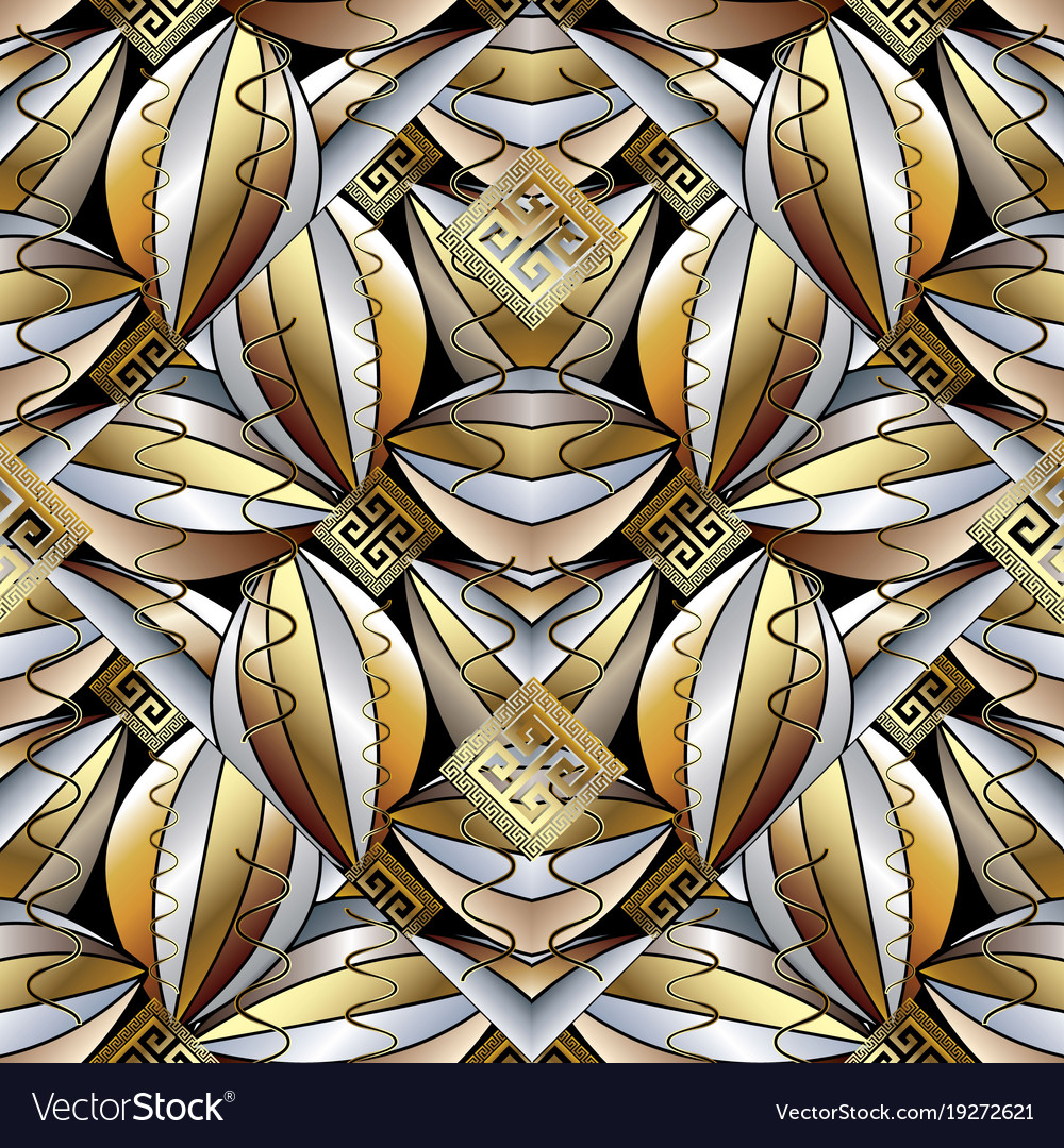 Modern abstract 3d seamless pattern meander Vector Image