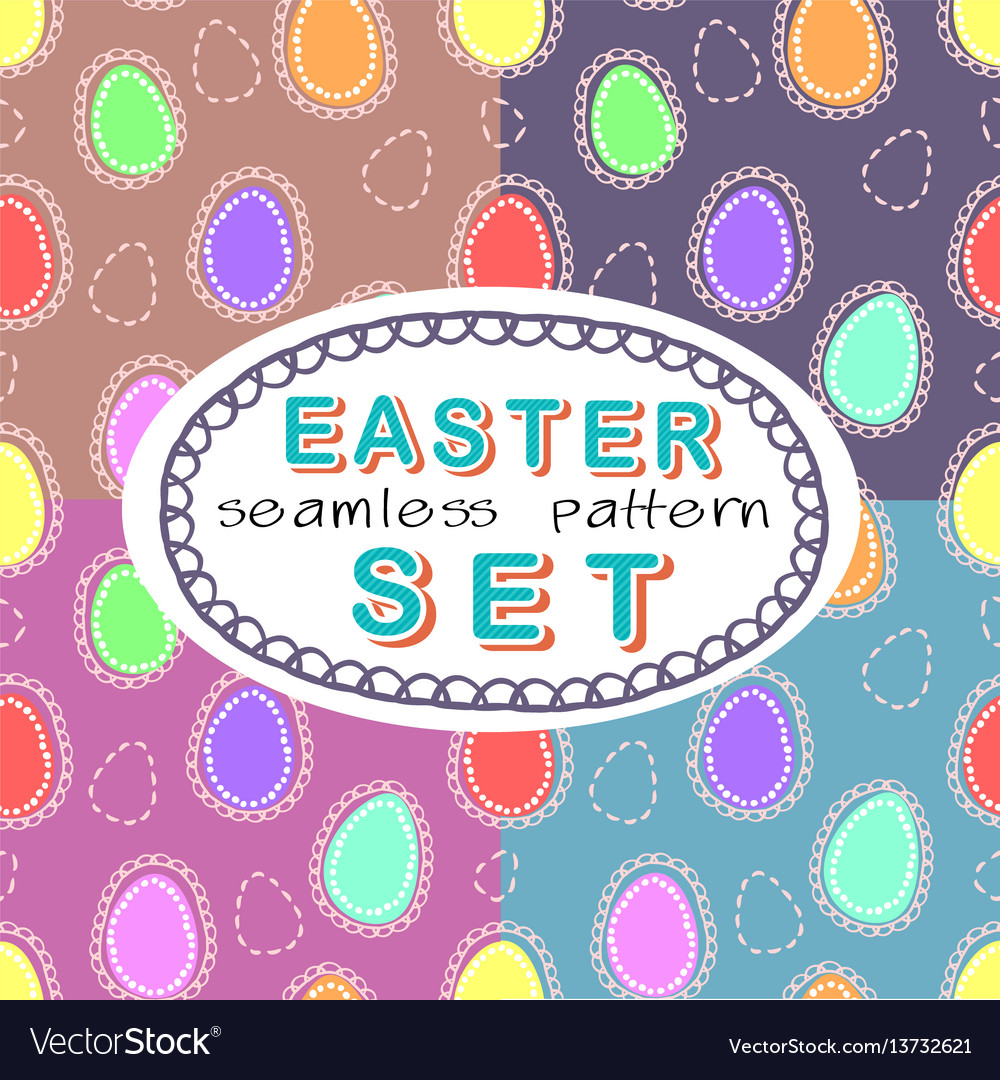Seamless easter pattern set with four patterns Vector Image