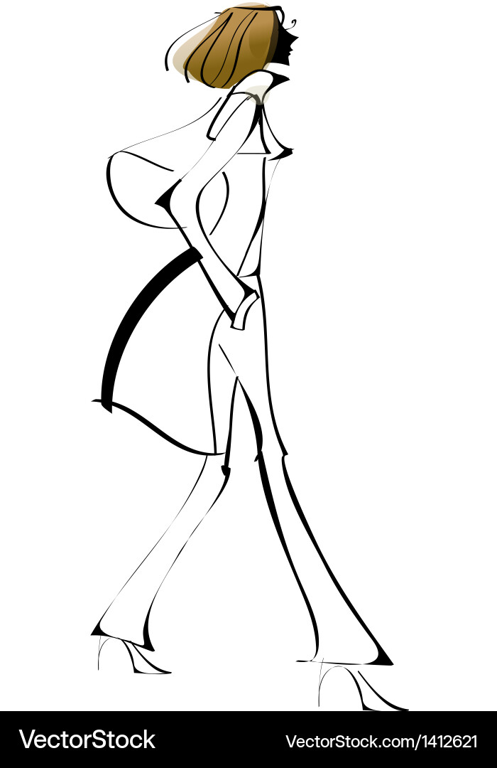 Side view of woman walking Royalty Free Vector Image