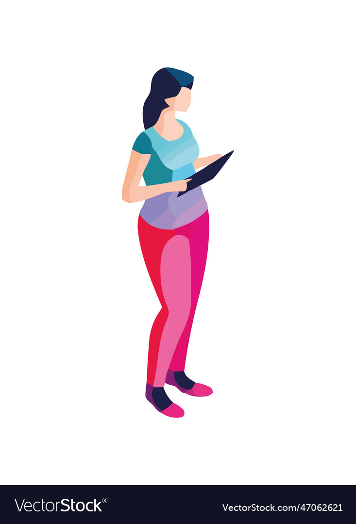 Young Adult Using Tablet Computer Royalty Free Vector Image