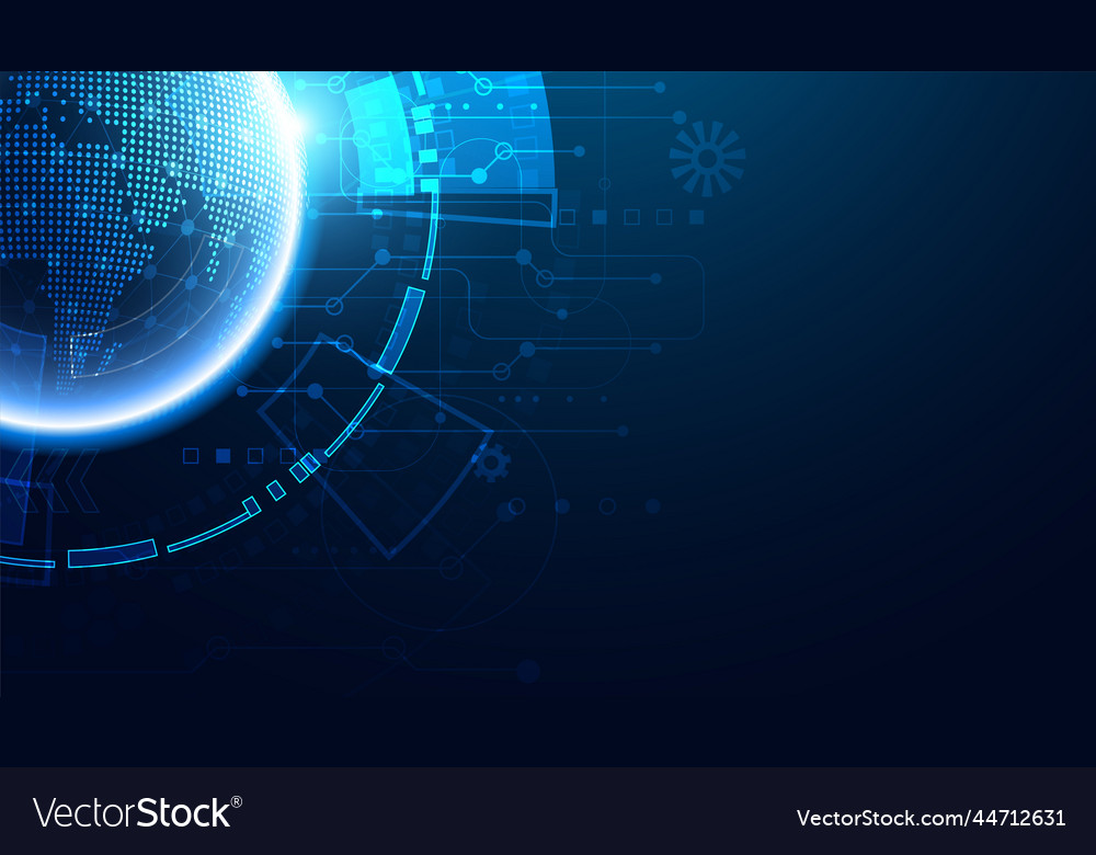 Abstract Global Dot Network Circle Digital Vector Image