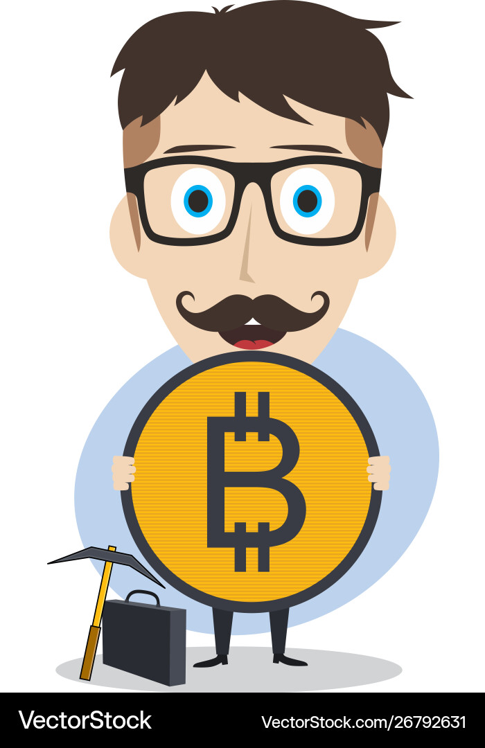 Bitcoin crypto currency theme cartoon gentleman Vector Image