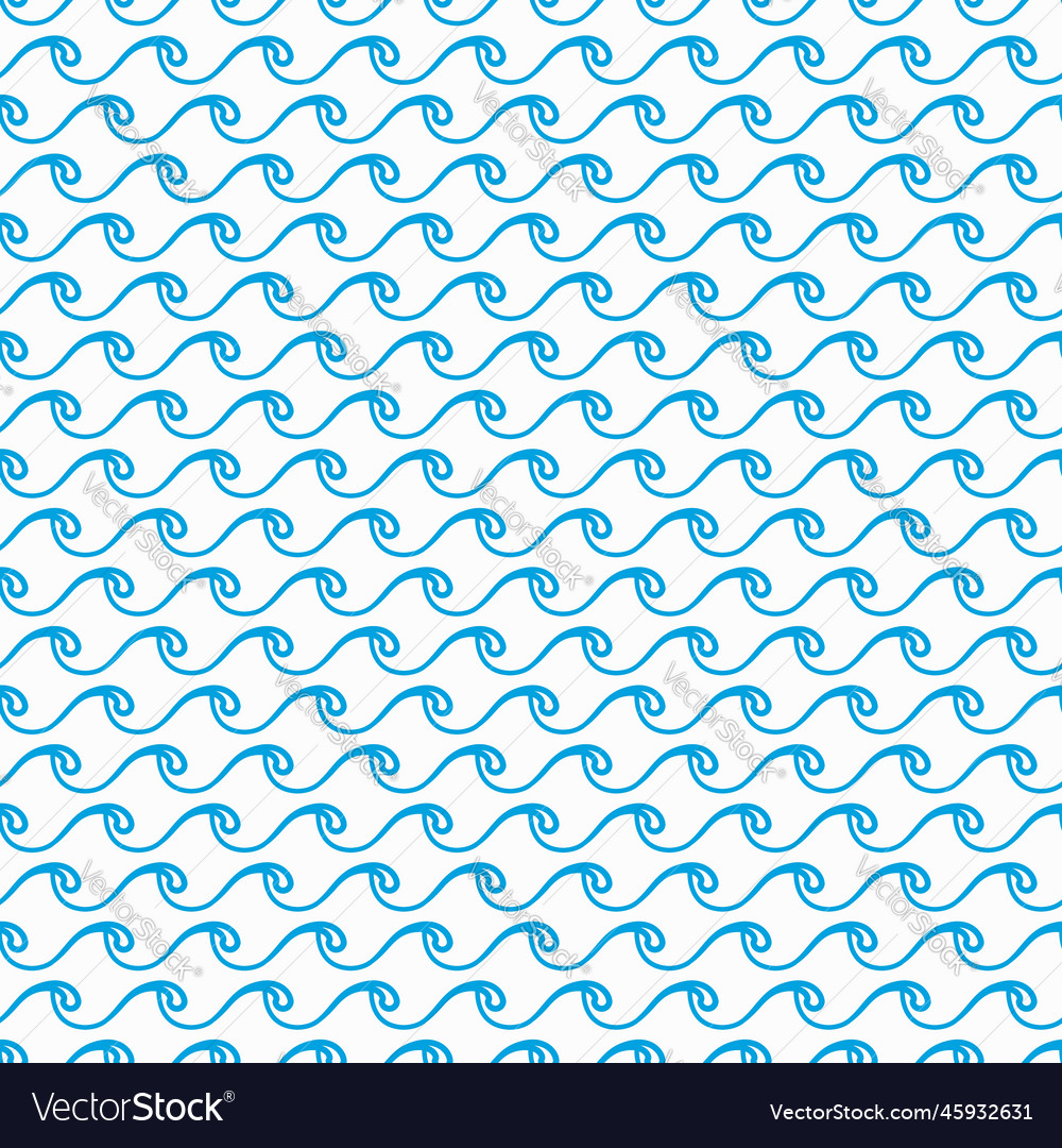 Blue ocean sea waves seamless pattern background Vector Image