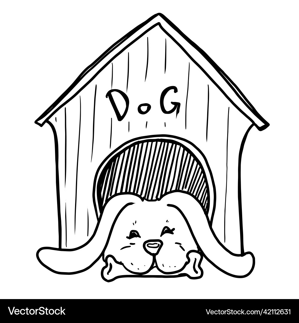 Dog in house on white background Royalty Free Vector Image