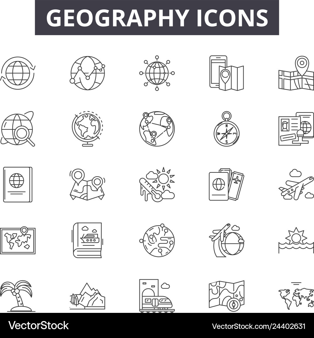 Geography line icons for web and mobile design Vector Image