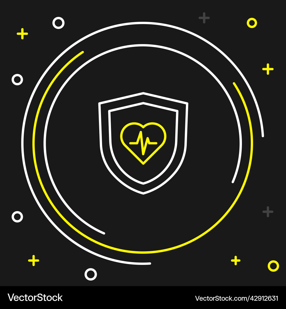 Line life insurance with shield icon isolated Vector Image