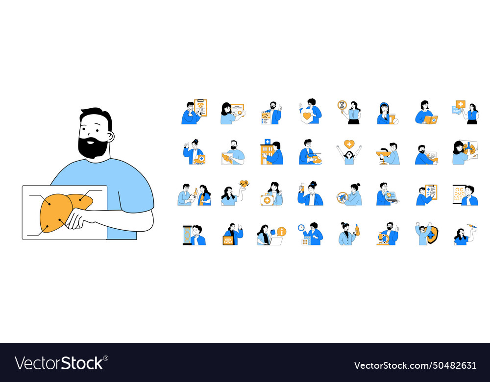Medical concept with character situations mega set