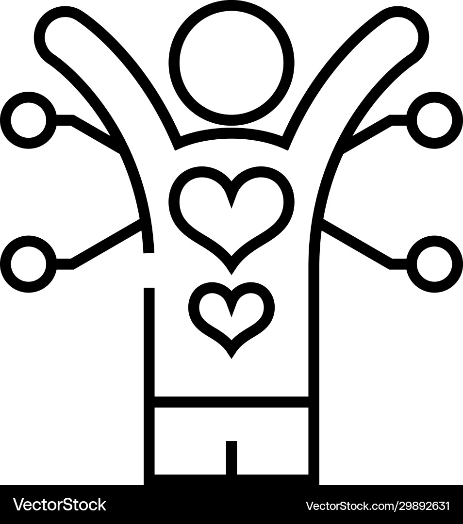 Powerful man line icon concept sign outline Vector Image