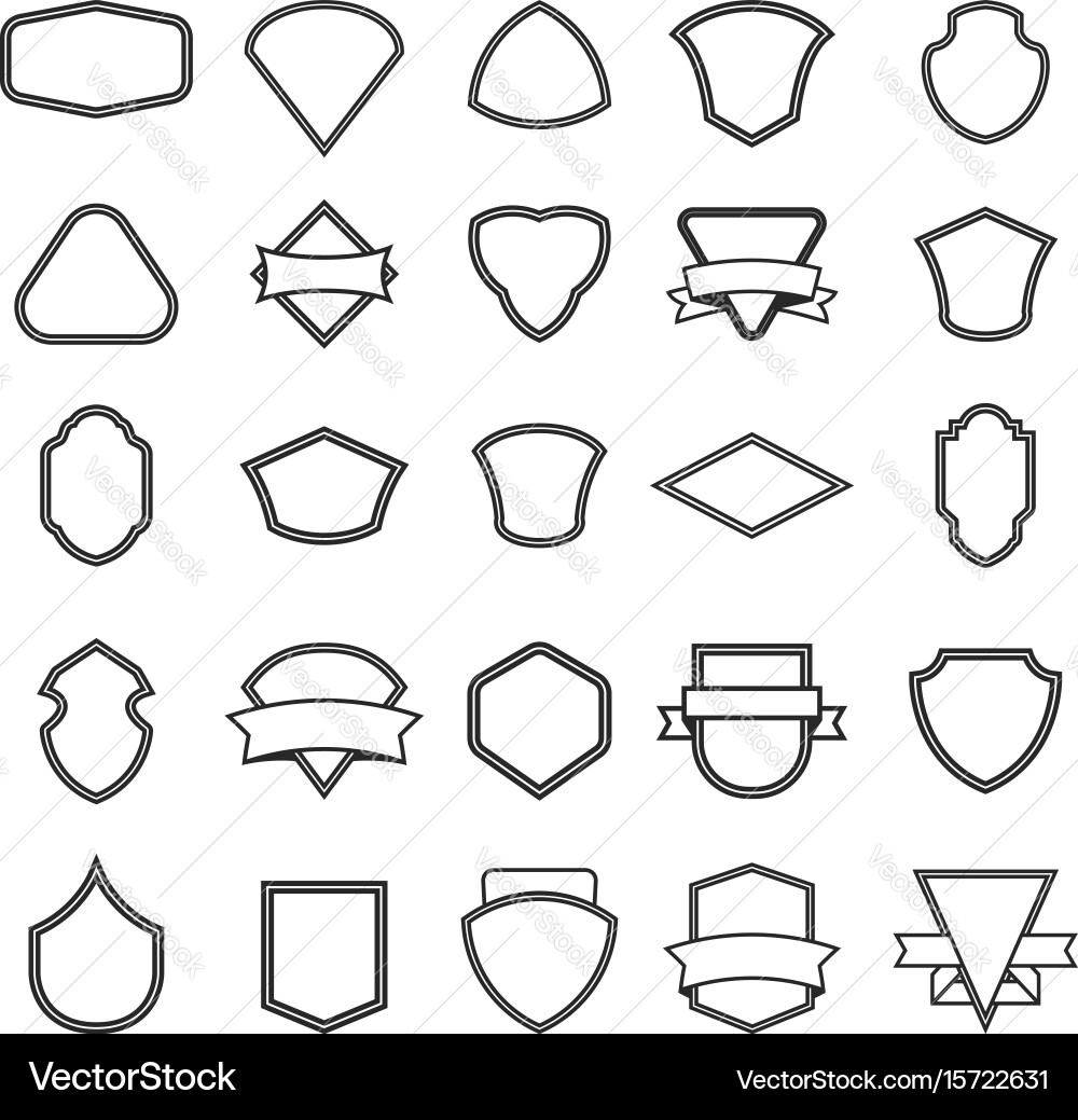 Set of the empty emblems isolated on white Vector Image