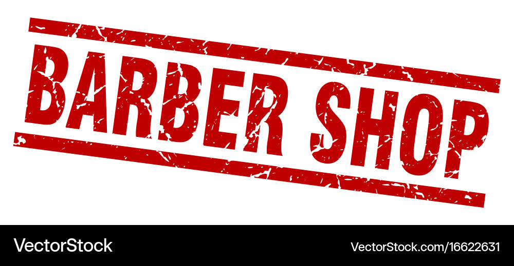Square grunge red barber shop stamp Royalty Free Vector