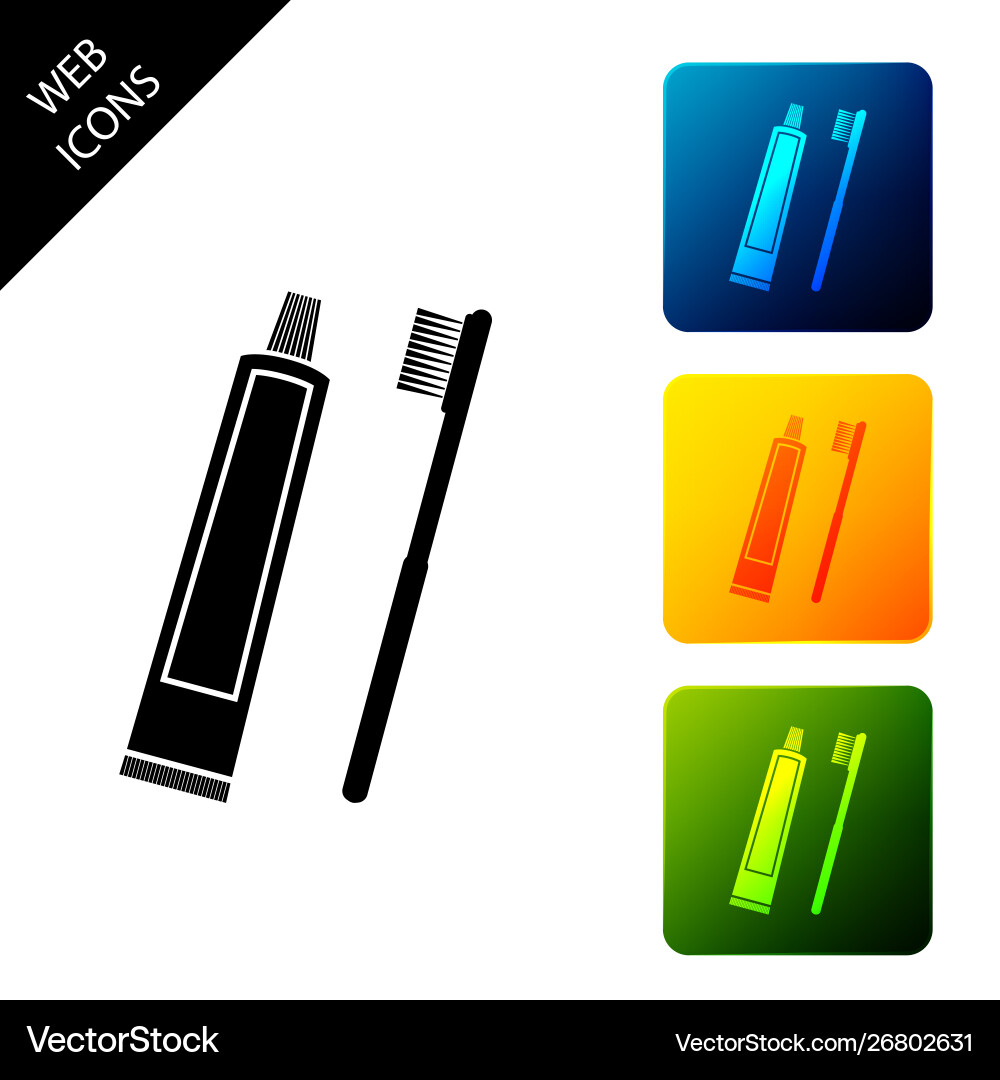 Tube toothpaste and toothbrush icon isolated Vector Image