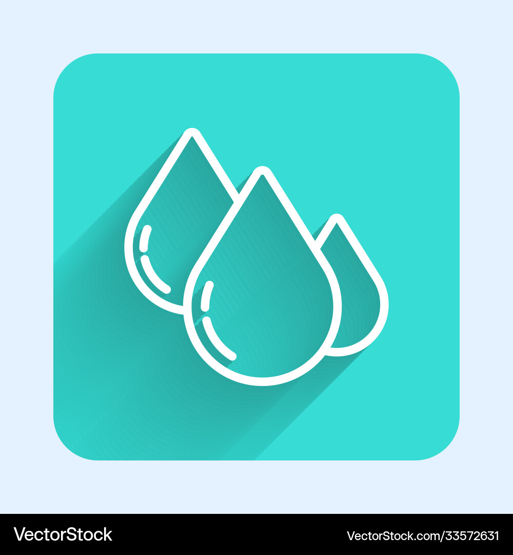 White line water drop icon isolated with long Vector Image