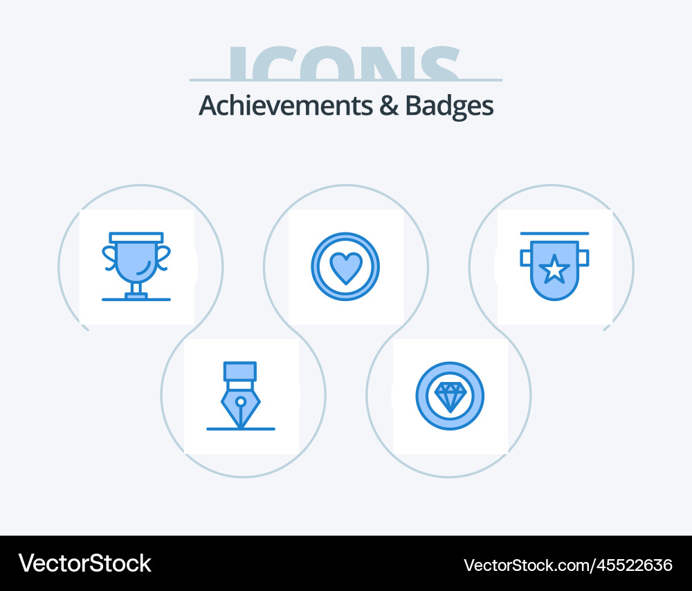 Achievements and badges blue icon pack 5 icon Vector Image