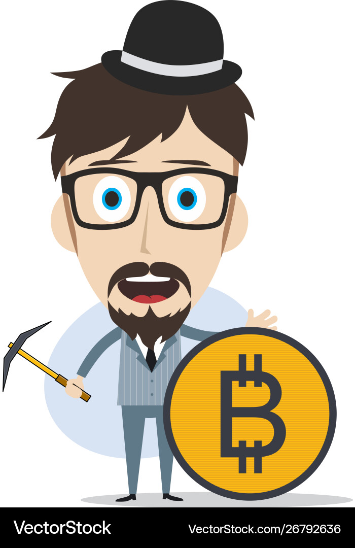 Bitcoin crypto currency theme cartoon gentleman Vector Image