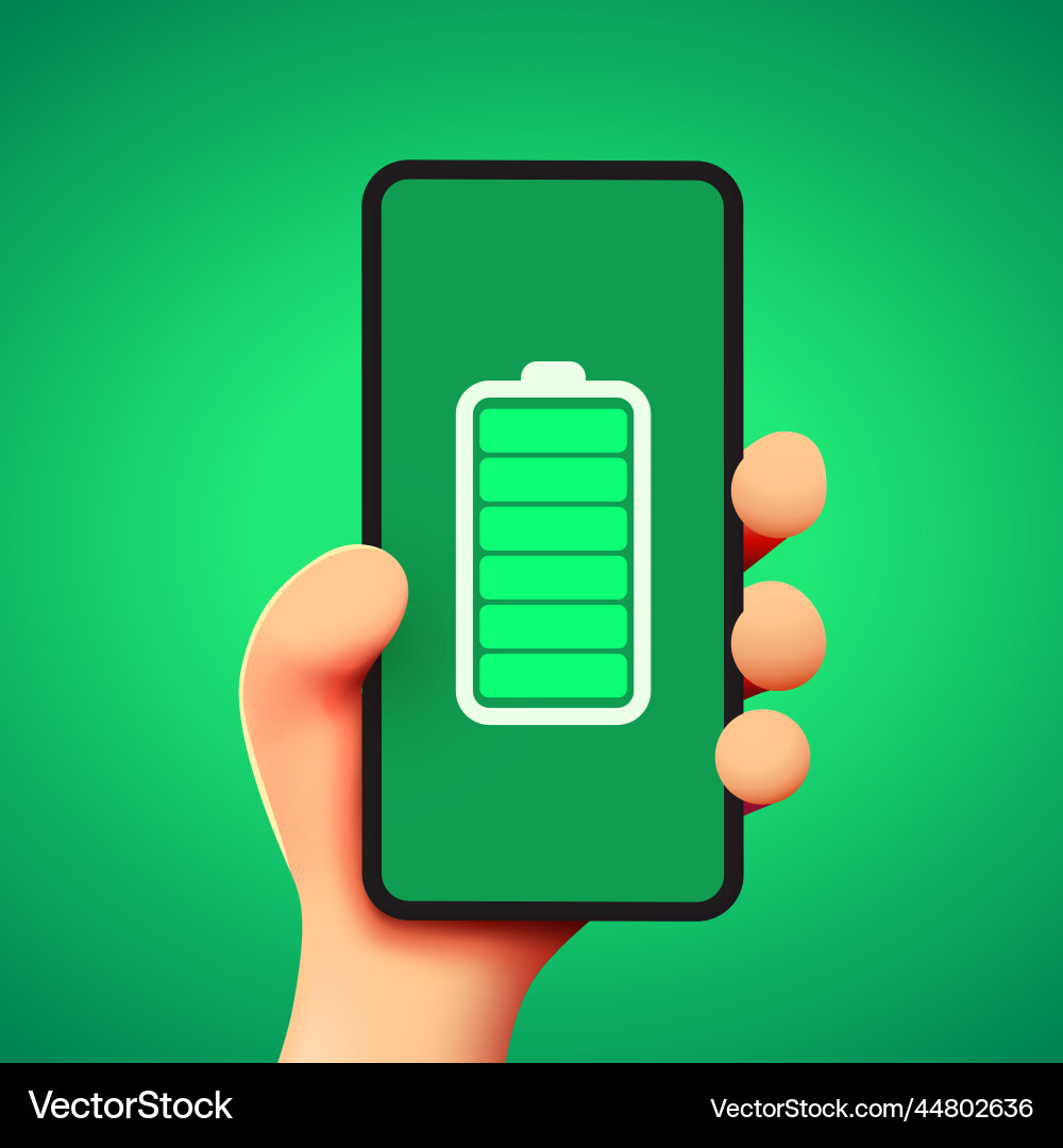 Cute cartoon hand holding mobile smartphone Vector Image