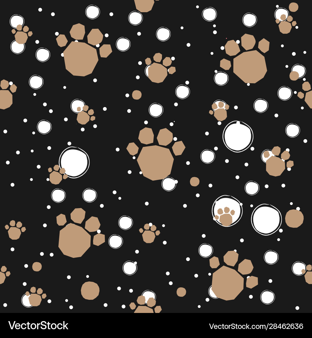 Cute pattern with golden dog paws pastel Vector Image
