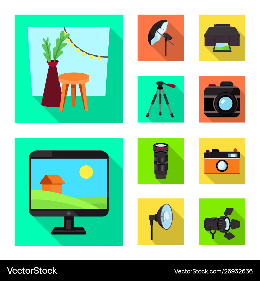 Design photoshoot and work icon set Royalty Free Vector