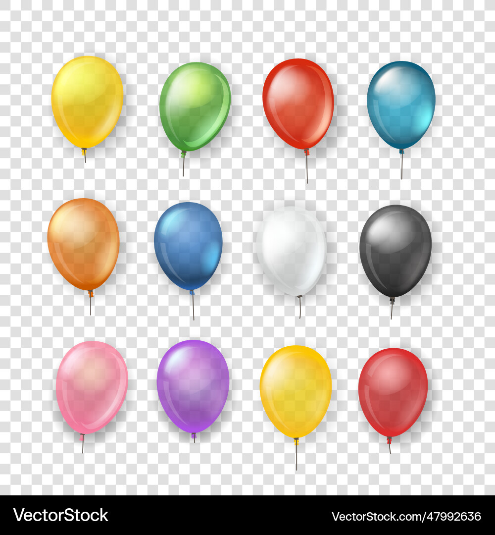 Different transparent color balloons set isolated Vector Image