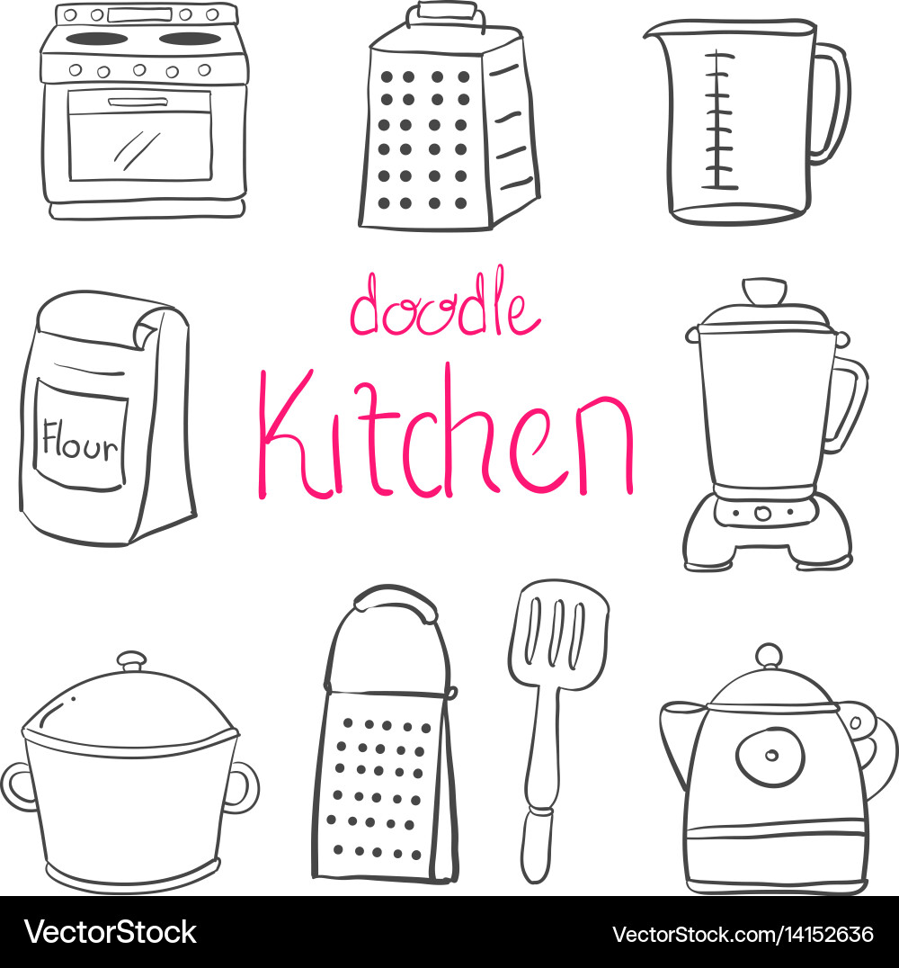 Doodle of kitchen set style art Royalty Free Vector Image