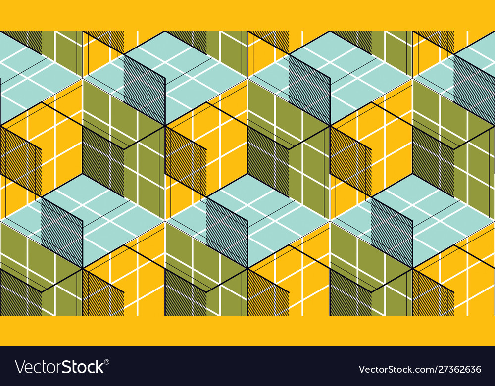 Geometric cubes abstract seamless pattern 3d Vector Image