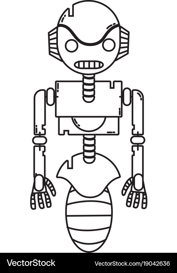 Line robot technology with machine body design Vector Image