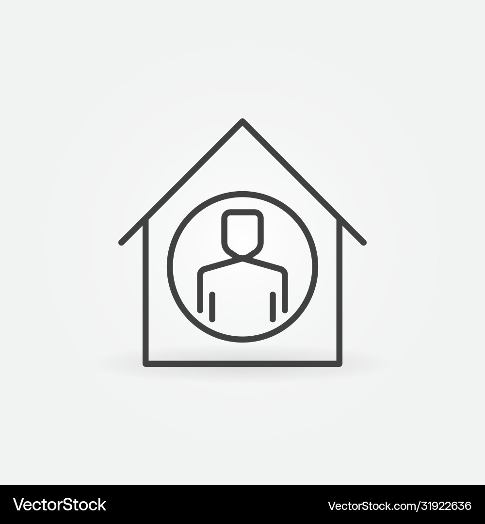 Man inside house line icon stay at home Royalty Free Vector